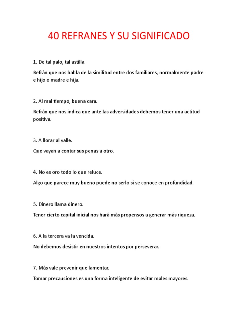 40 Refranes y Su Significado | PDF | Pecado