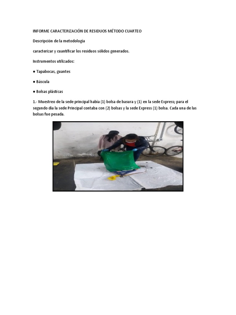 Informe Caracterización de Residuos Método Cuarteo | PDF