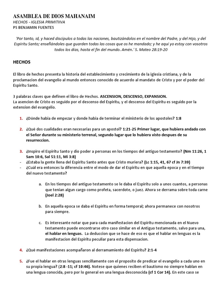 Hechos 1 3 Pdf Apóstol Jesús