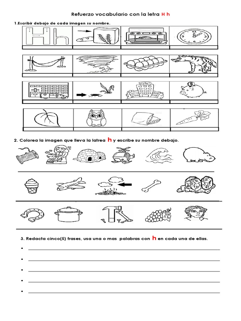 Refuerzo Vocabulario Con La Letra H H y La V V | PDF | Artes del ...