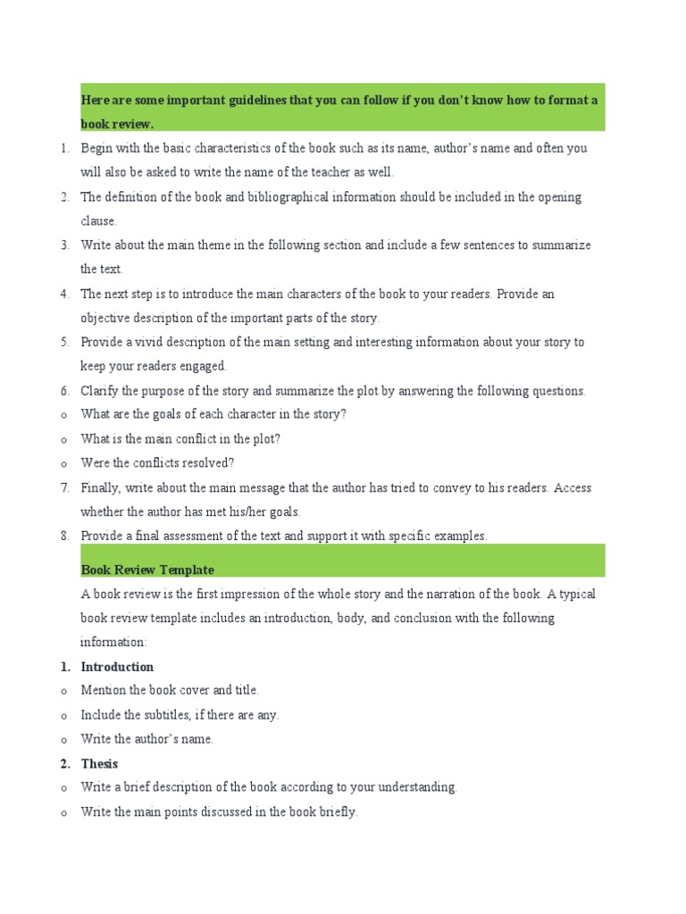 Book Review Tips Guidelines Template | PDF | Books | Narration