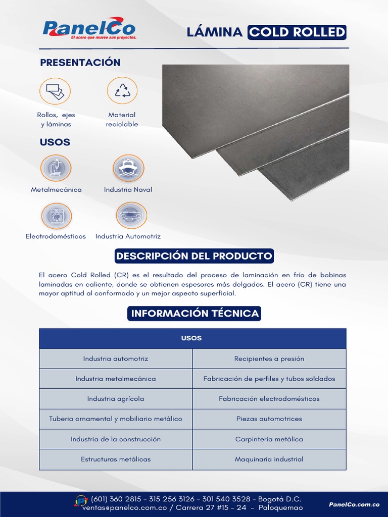 Lamina Cold Rolled | PDF | Acero | Ingeniería de Edificación