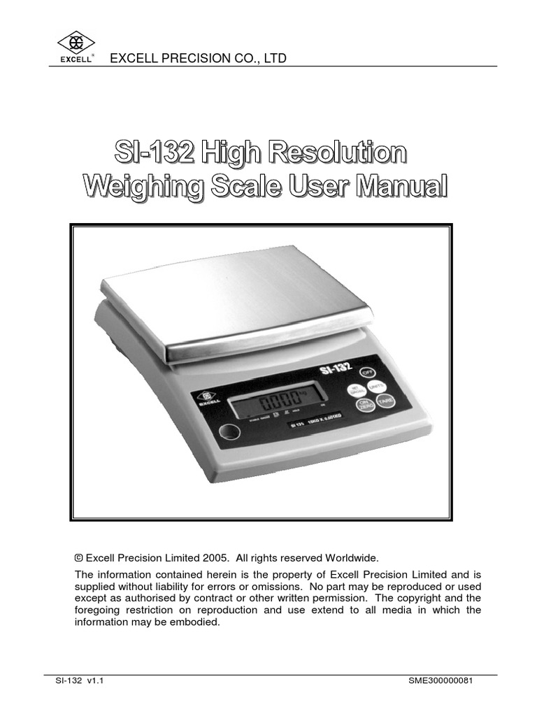 Excell SI-132 | PDF | Weight | Pound (Mass)