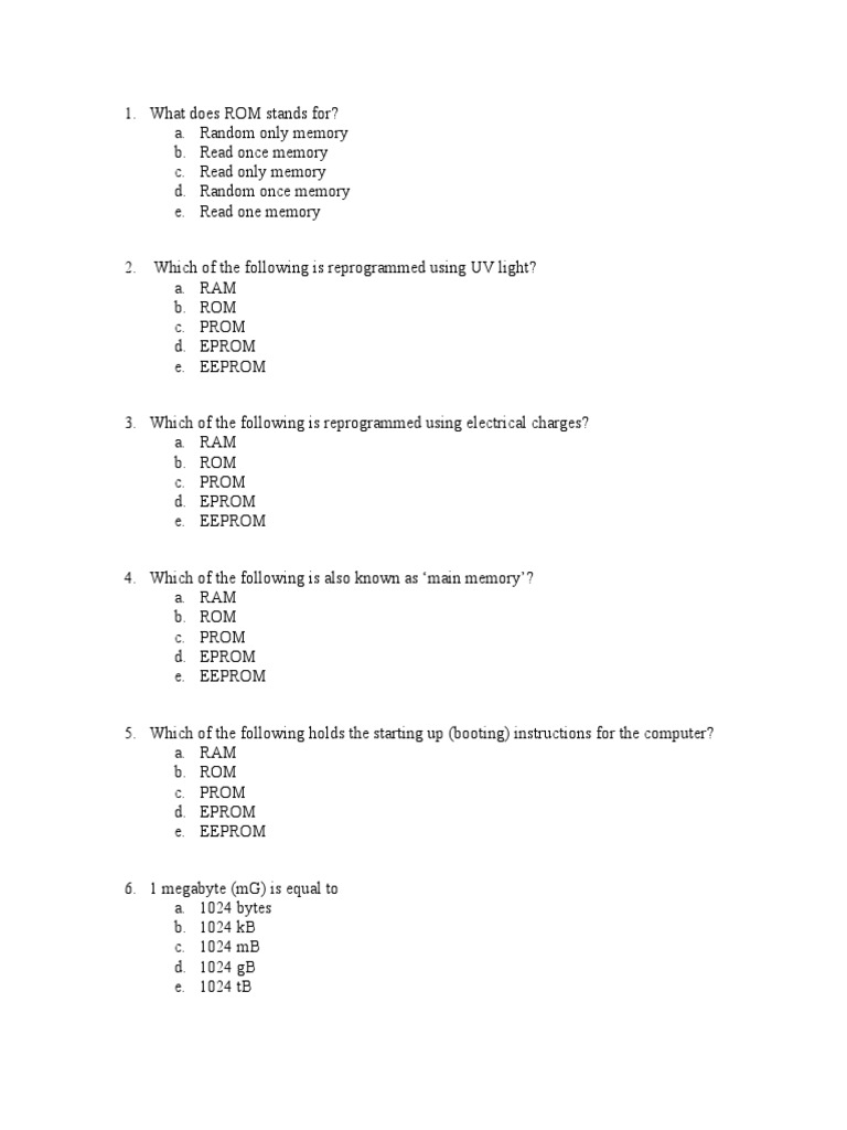 Revision Questions | PDF | Usb Flash Drive | Computer Data Storage
