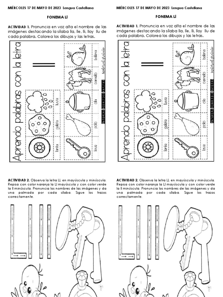 Actividades educativas con el fonema Ll | PDF | Lingüística