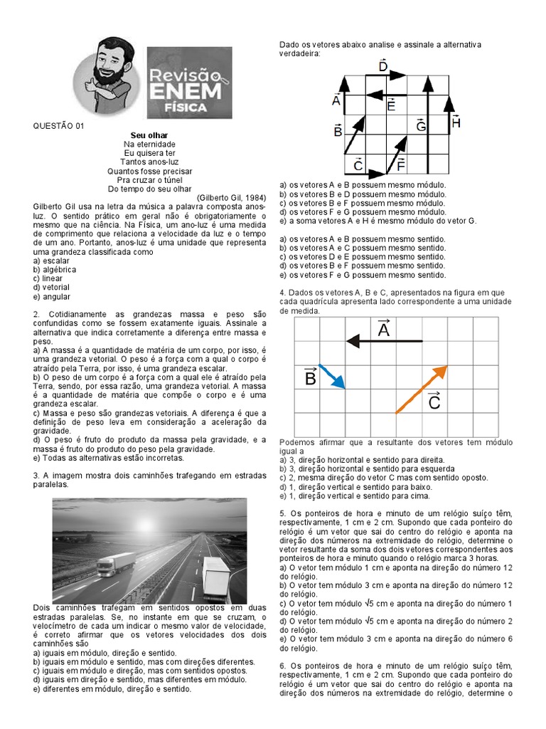 Lista De Atividade Vetores Download Grátis Pdf Espaço Vetorial