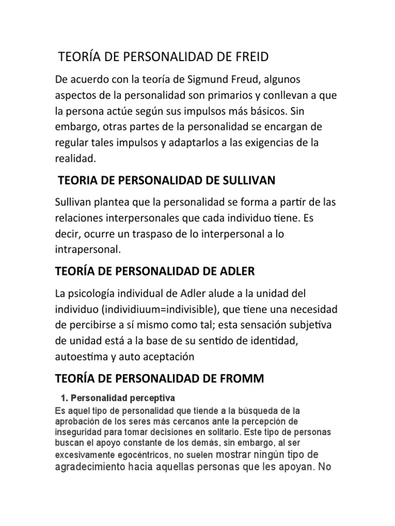 Teorías de la Personalidad: Freud a Fromm | PDF | Erich Fromm | Amor