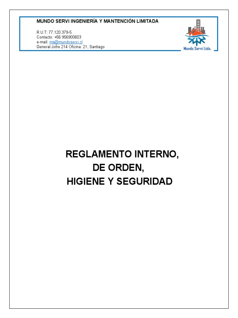Reglamento Interno de Orden, Higiene y Seguridad | PDF | Salario | Tiempo de trabajo
