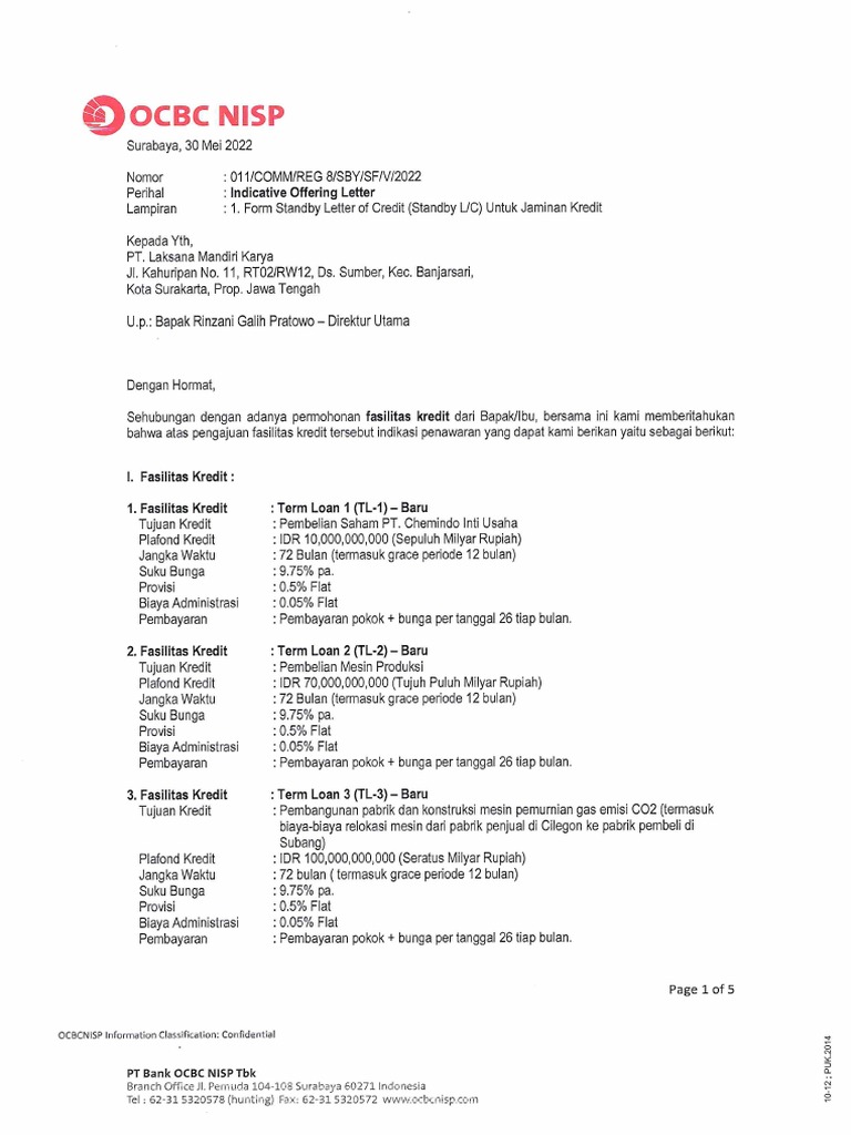 Indicative Offering Letter PT. LMK | PDF