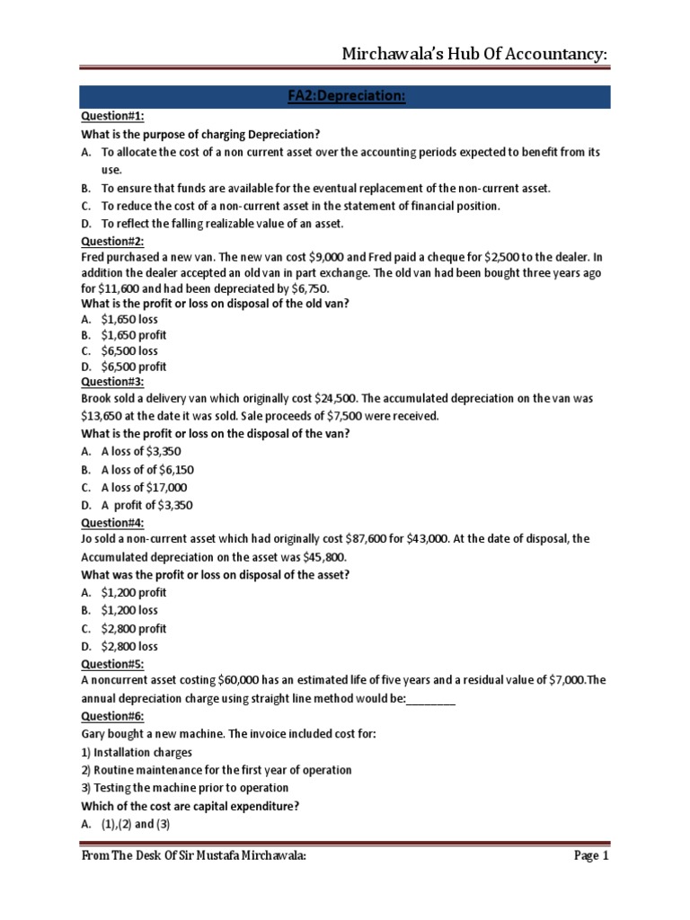 Fa2 Depreciation | PDF | Depreciation | Cost