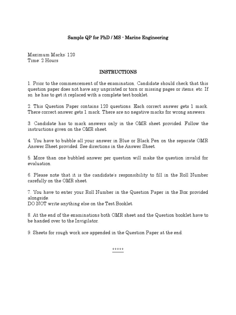 Sample QP - PHD MS CET | Download Free PDF | Internal Combustion Engine ...