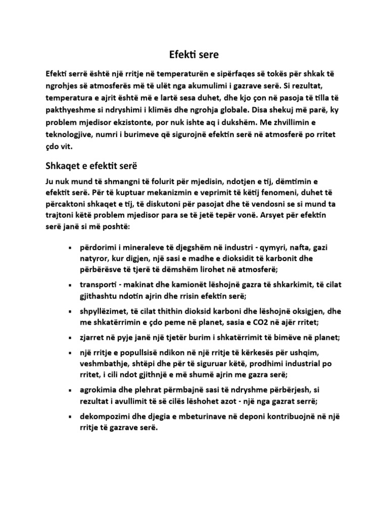 Efekti Sere: Shkaqet e Efektit Serë | PDF