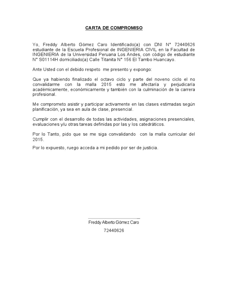 Carta de Compromiso | PDF