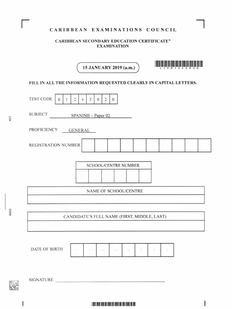 CSEC Spanish P2 2019 | PDF