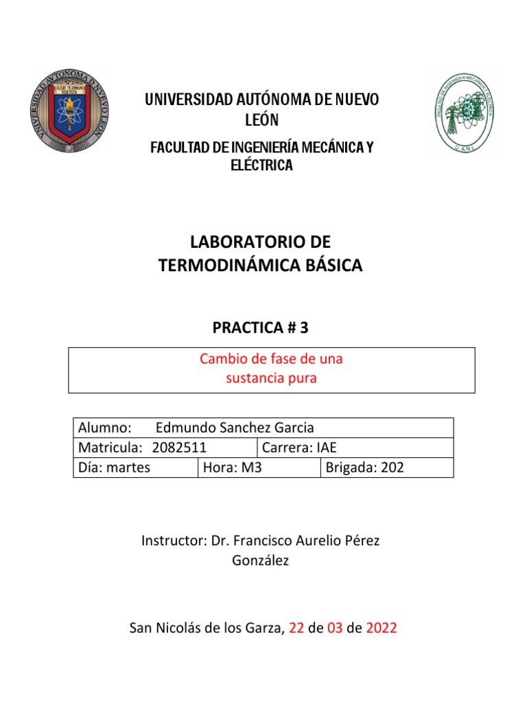 Practica 3 Termodinamica Basica UANL | PDF