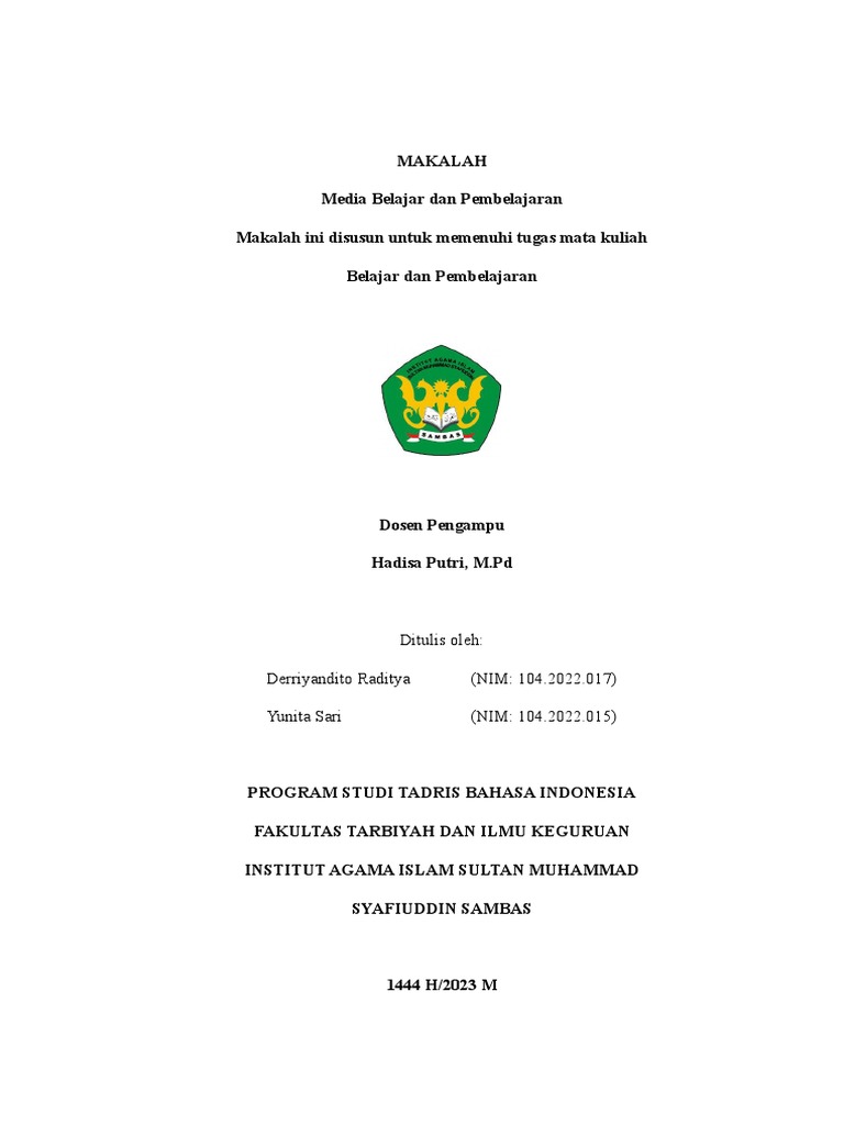 Makalah Belajar Dan Pembelajaran Yunita | PDF Makalah Belajar Dan Pembelajaran Yunita | PDF