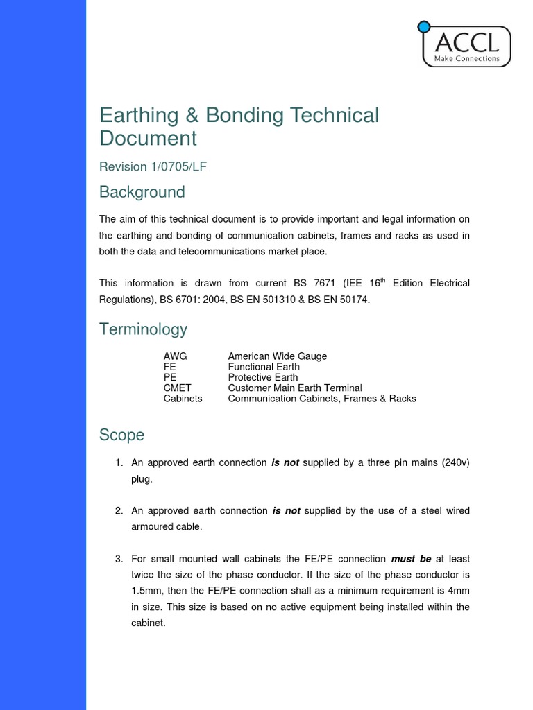 Earthing & Bonding Guide for Telecom | PDF | Mains Electricity ...