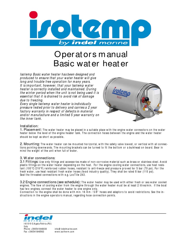 Isotherm Boiler Manual | PDF | Water Heating | Valve