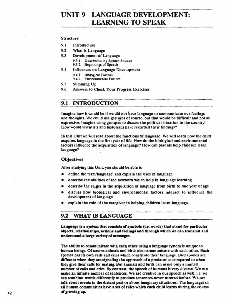 Unit 9 | PDF | Language Development | Language Acquisition