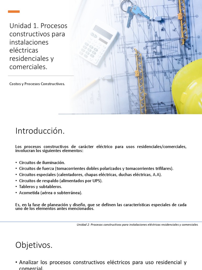 Unidad 1. Procesos Constructivos para Instalaciones Eléctricas Residenciales y Comerciales | PDF ...