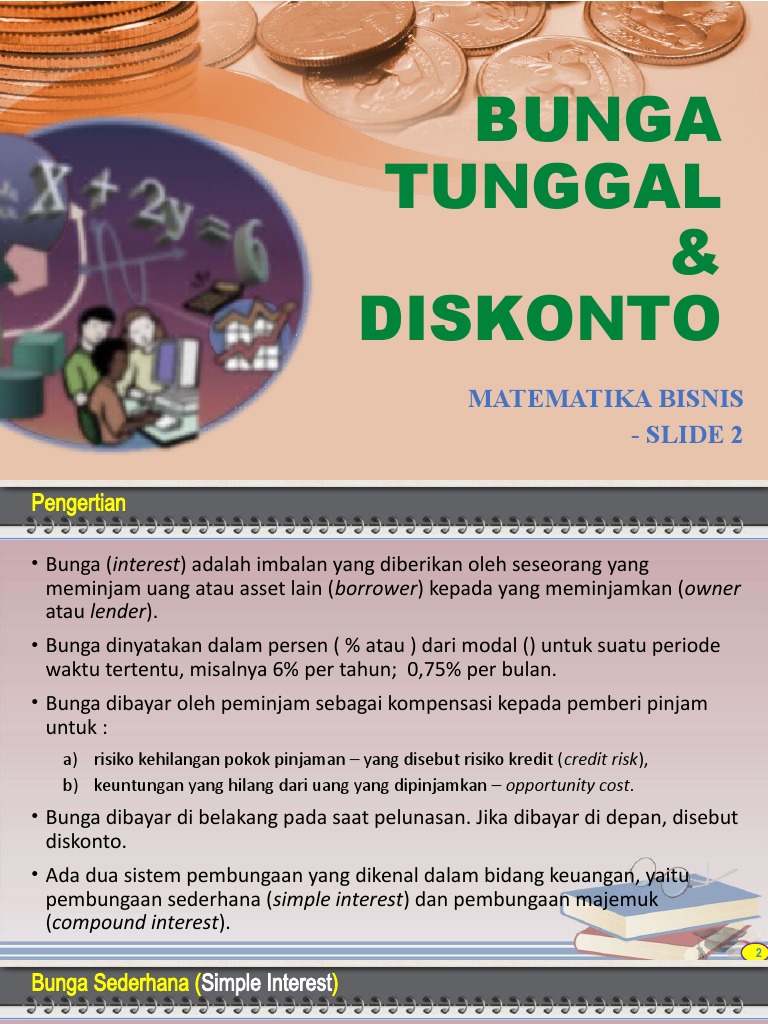(Revised) Materi 2 - Bunga Tunggal & Diskonto | PDF | Bisnis | Pengelolaan Keuangan & Uang