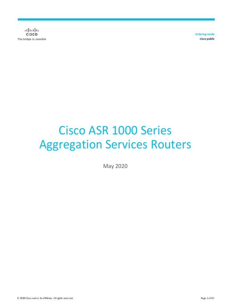 Cisco ASR 1000 Series Aggregation Services Routers Ordering Guide | PDF ...
