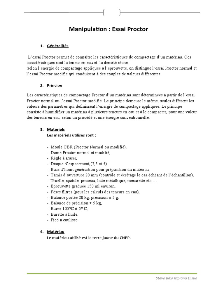 Essai Proctor : Méthodes et Résultats | PDF | Horticulture | Ingénierie ...
