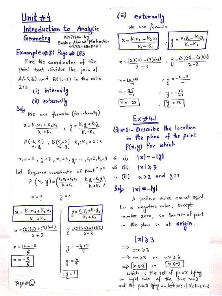 Introduction To Analytical Geometry Questions and Answers | PDF