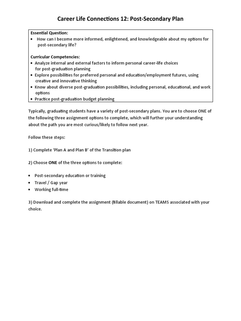 Transition Plan - Plan A and Plan B | PDF