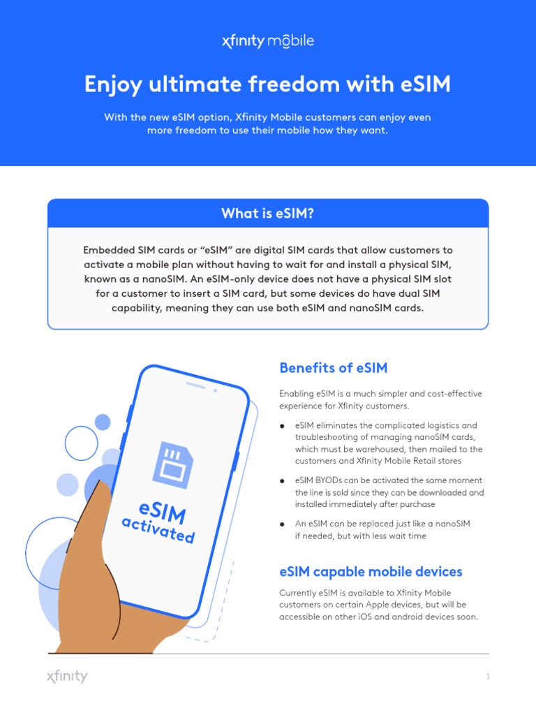 Understanding Xfinity Mobile eSIM Benefits | PDF | Mobile Phones ...