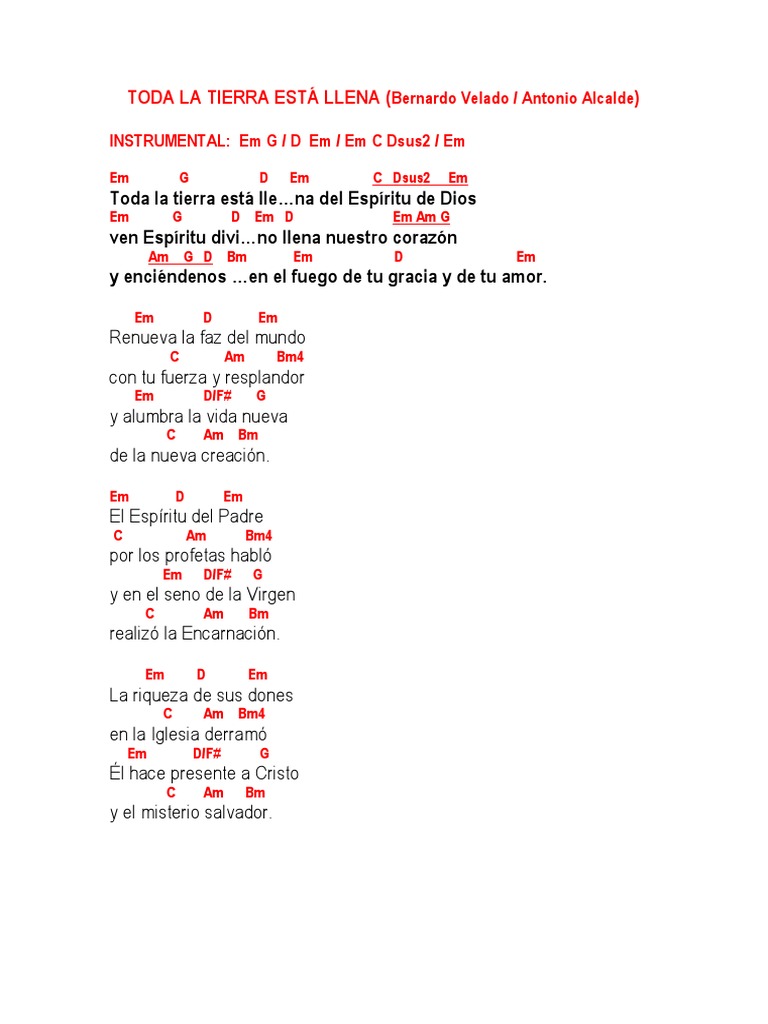 TODA LA TIERRA ESTÁ LLENA Acordes | PDF | Religión y espiritualidad