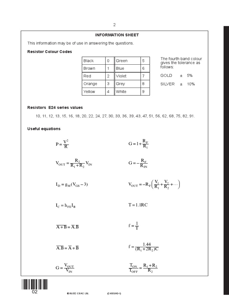Past Paper 2021 Electronics wJeC | PDF | Electronic Circuits | Logic Gate
