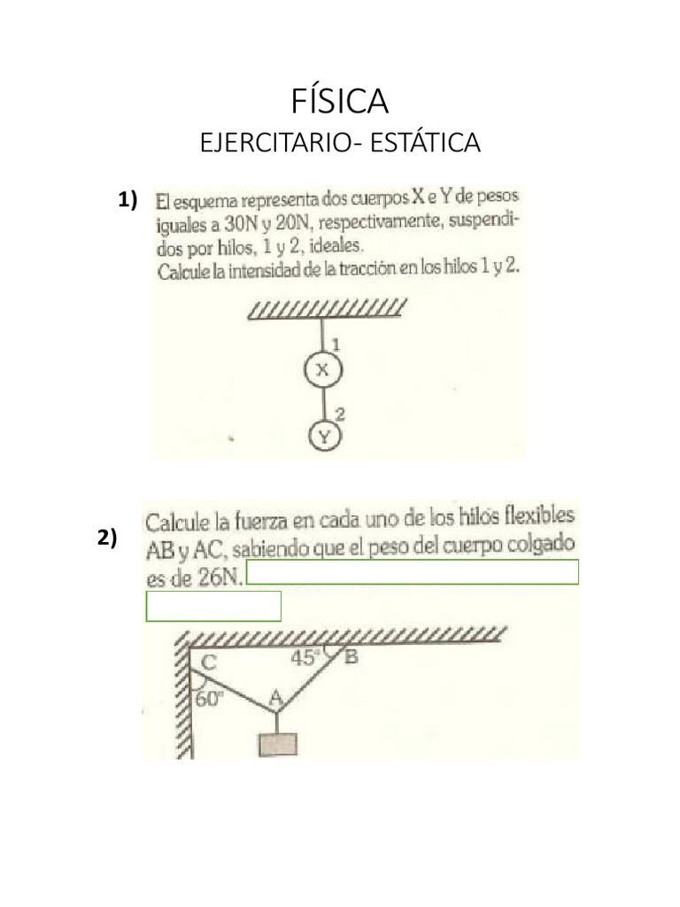 Física-Estatica-Ejercitario de Refuerzo | PDF