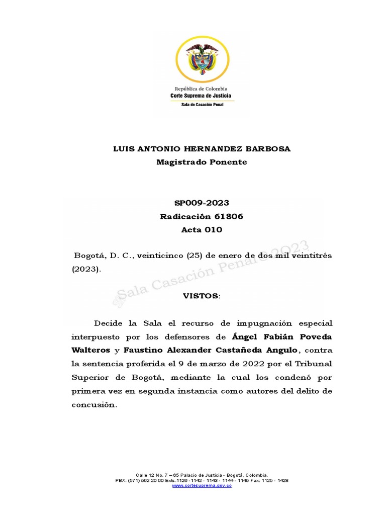 SP009 2023 (61806) | PDF | Testigo | Sentencia (ley)
