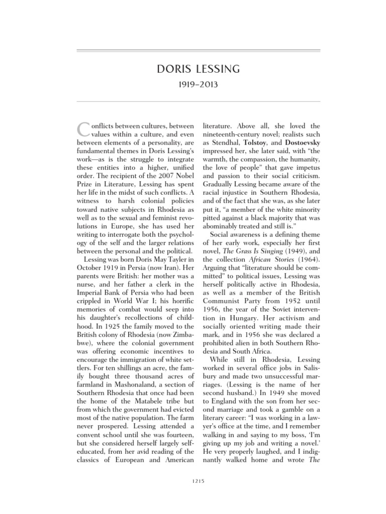 Doris Lessing - The Old Chief Mshlanga | PDF