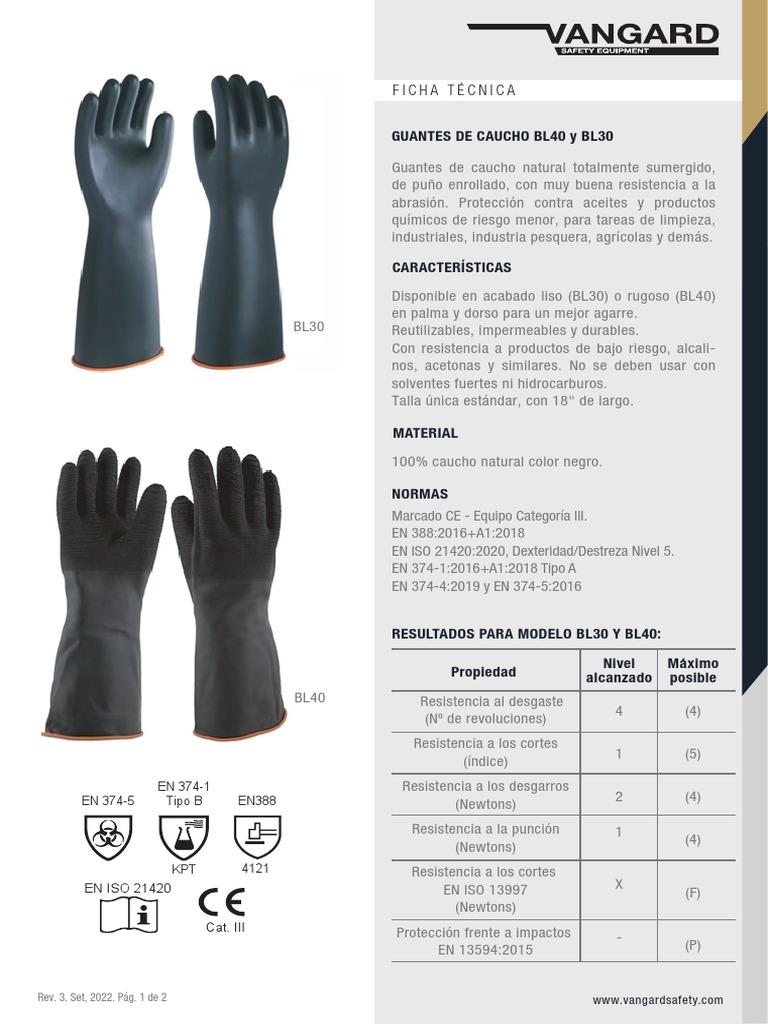 Ficha Técnica de Guantes de Caucho | PDF