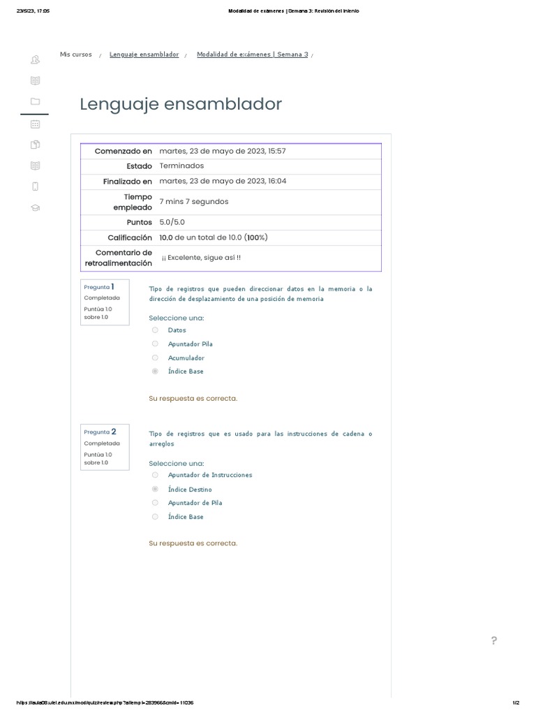 Examen Tercer Examane Parcial Lenguaje Ensamblador | PDF | Lenguaje ensamblador | Lenguaje de ...