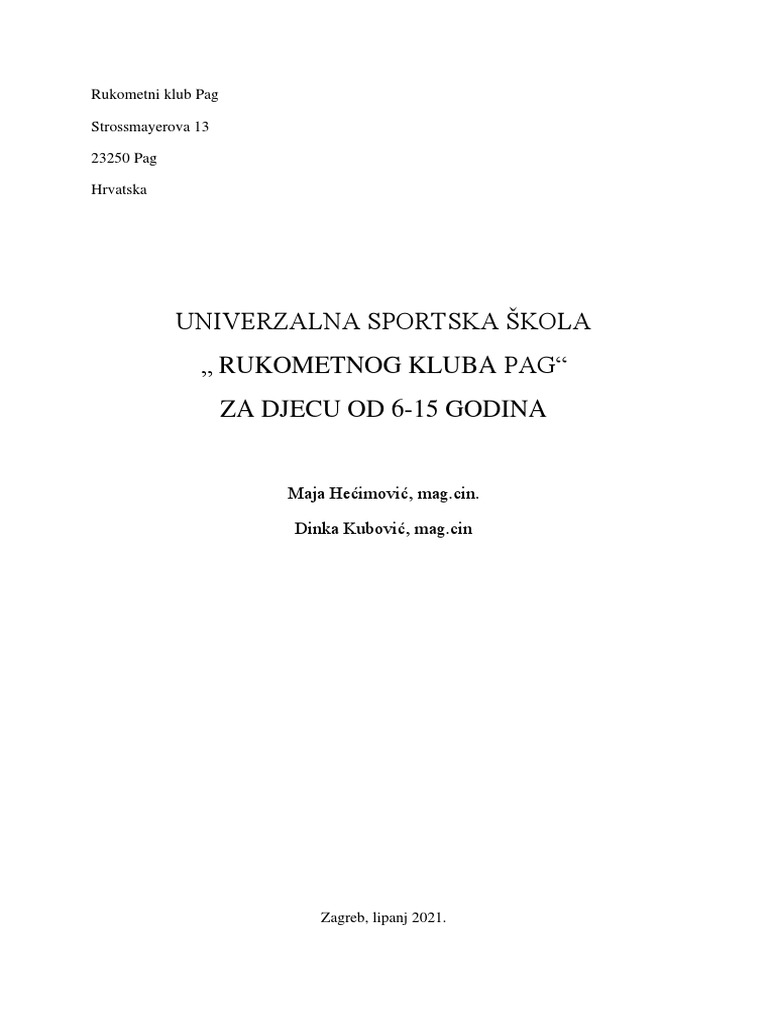 UNIVERZALNA SPORTSKA SKOLA Pag17882 | PDF