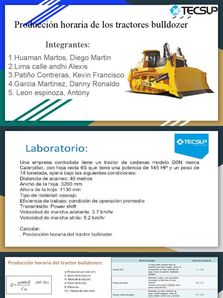Producción Horaria de Bulldozers | PDF