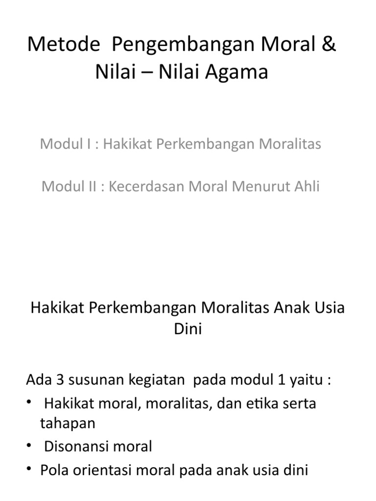 Power Point Metode Pengembangan Moral & Nilai - Nilai Agama | PDF