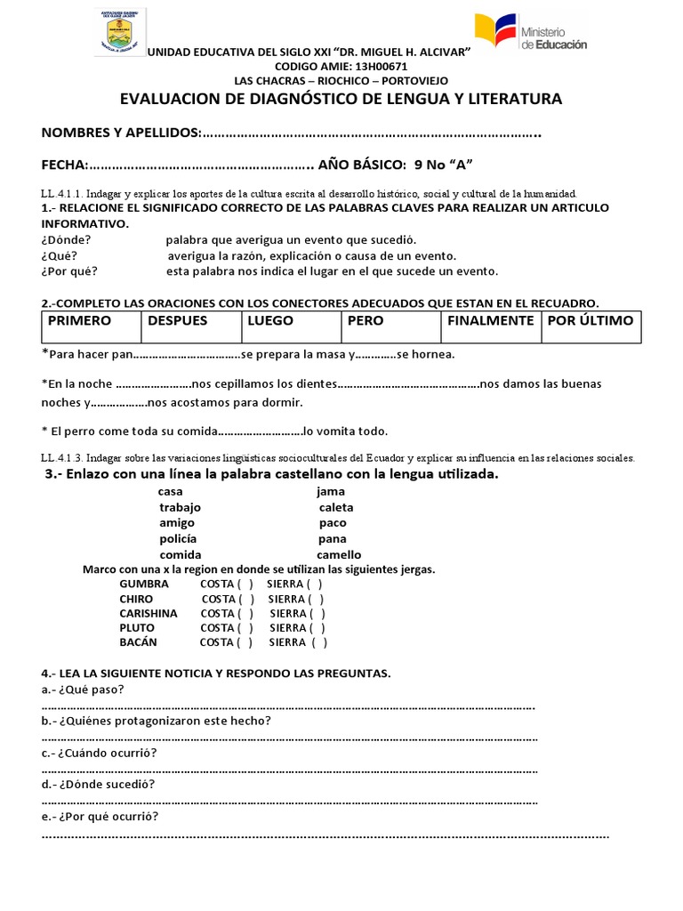 Diagnostico 9no | PDF