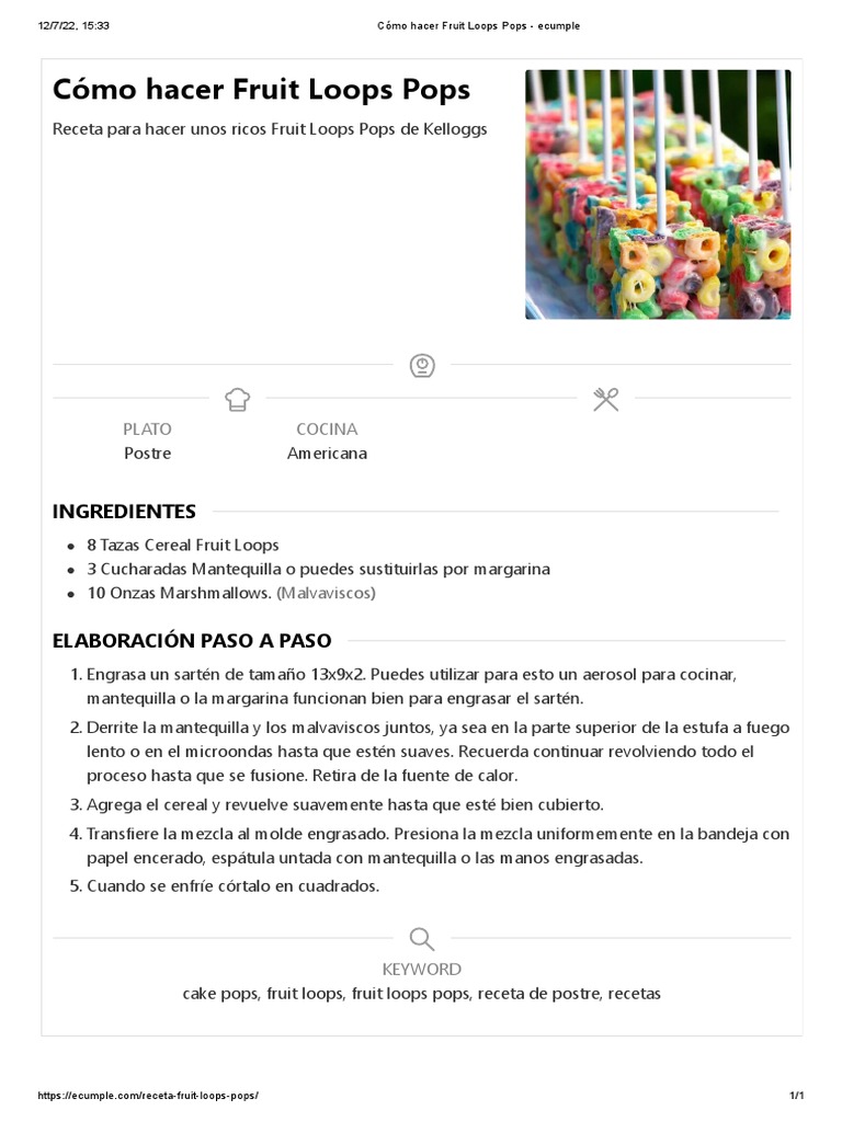 Cómo Hacer Fruit Loops Pops | PDF