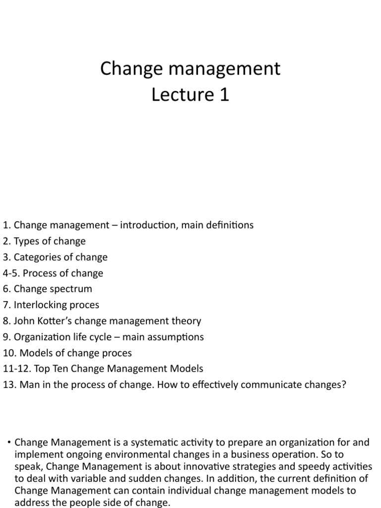 Change Management Lecture 1 | PDF | Six Sigma | Change Management Change Management Lecture 1 | PDF | Six Sigma | Change Management