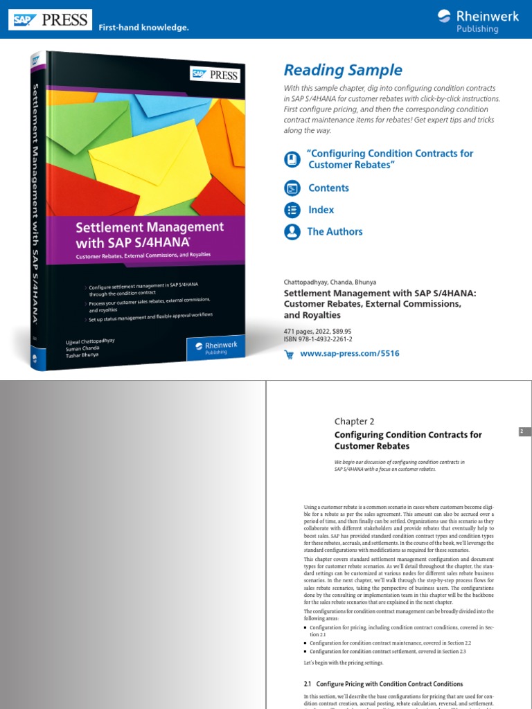 Reading Sample Sap Press Settlement Management With Sap S4hana | PDF ...
