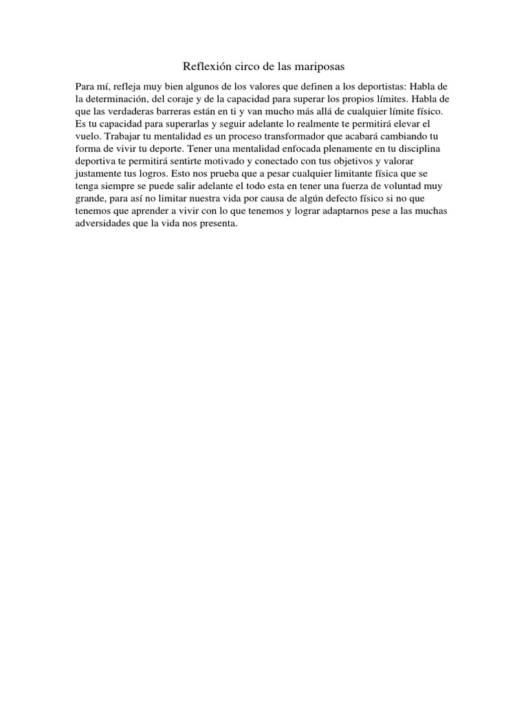 Reflexión Circo de Las Mariposas | PDF