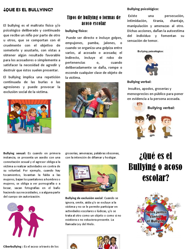 Triptico Del Bullying 2 | PDF | Acoso cibernético | Instituciones sociales