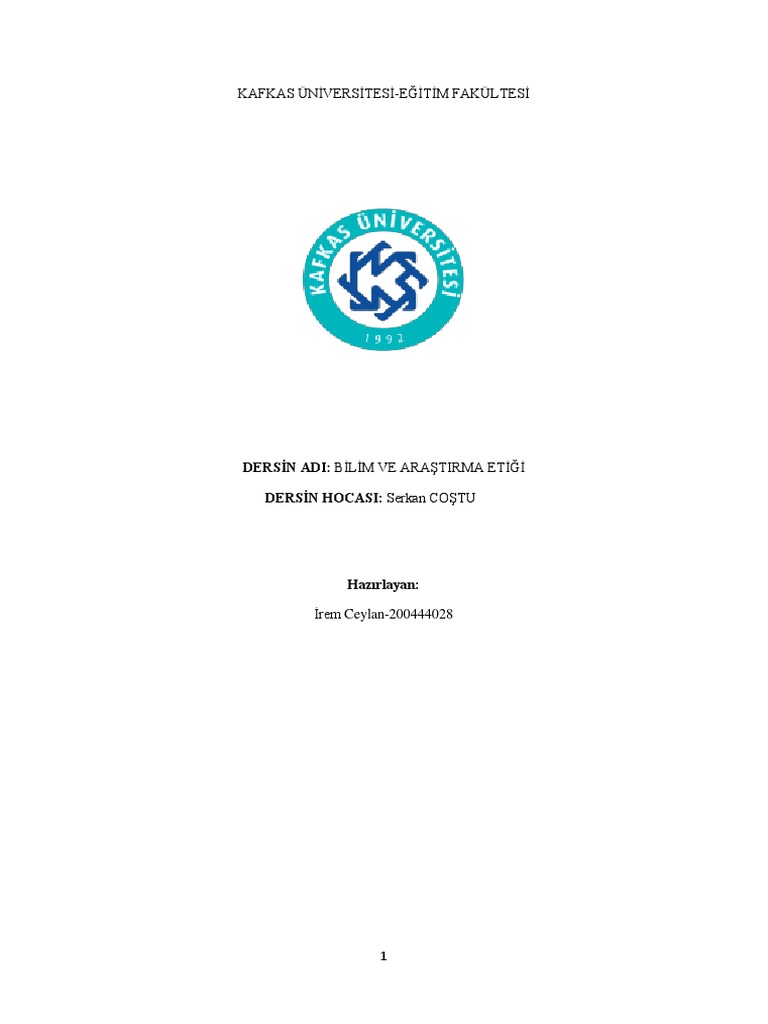 Kafkas Üniversitesi-Eğitim Fakültesi: Dersin Adi: Bilim Ve Araştirma ...
