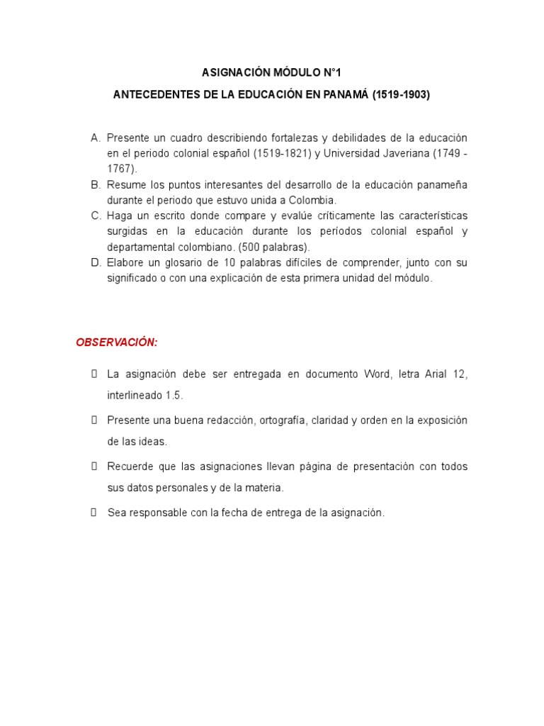 Asignación Del Módulo #1 - Educ. en Panamá | PDF