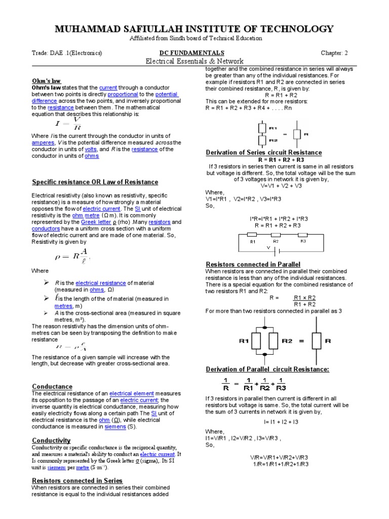 Electrical Essential Network (DC Fundamentals) | PDF | Series And Parallel Circuits | Electrical ...