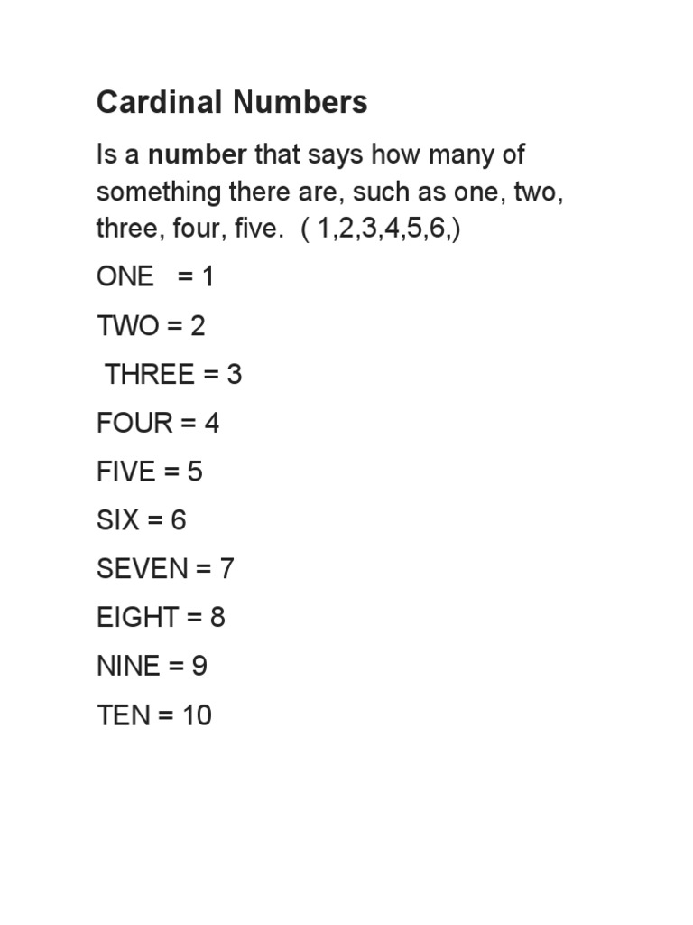 Cardinal and Ordinal Numbers Explained | PDF | Grammatical Number | Noun